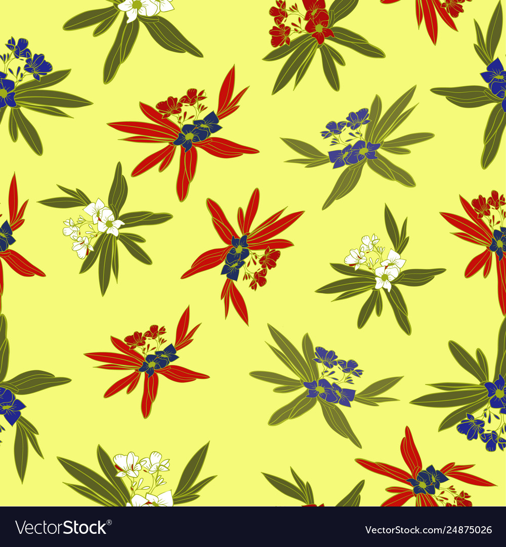 Floridian Floral Print Tropical Pattern Background Vector in Yellow – A ...